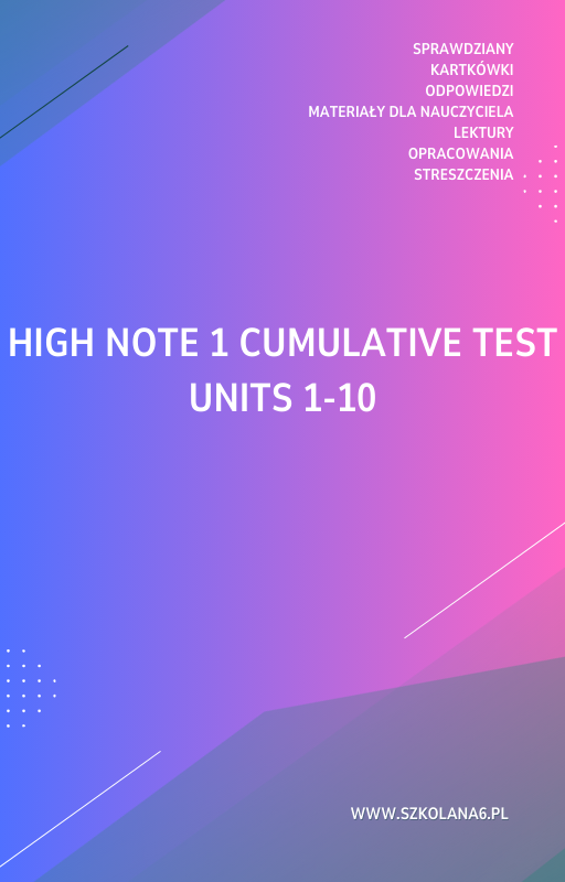 High Note 1 Cumulative Test Units 1-10 - Sprawdziany z odpowiedziami